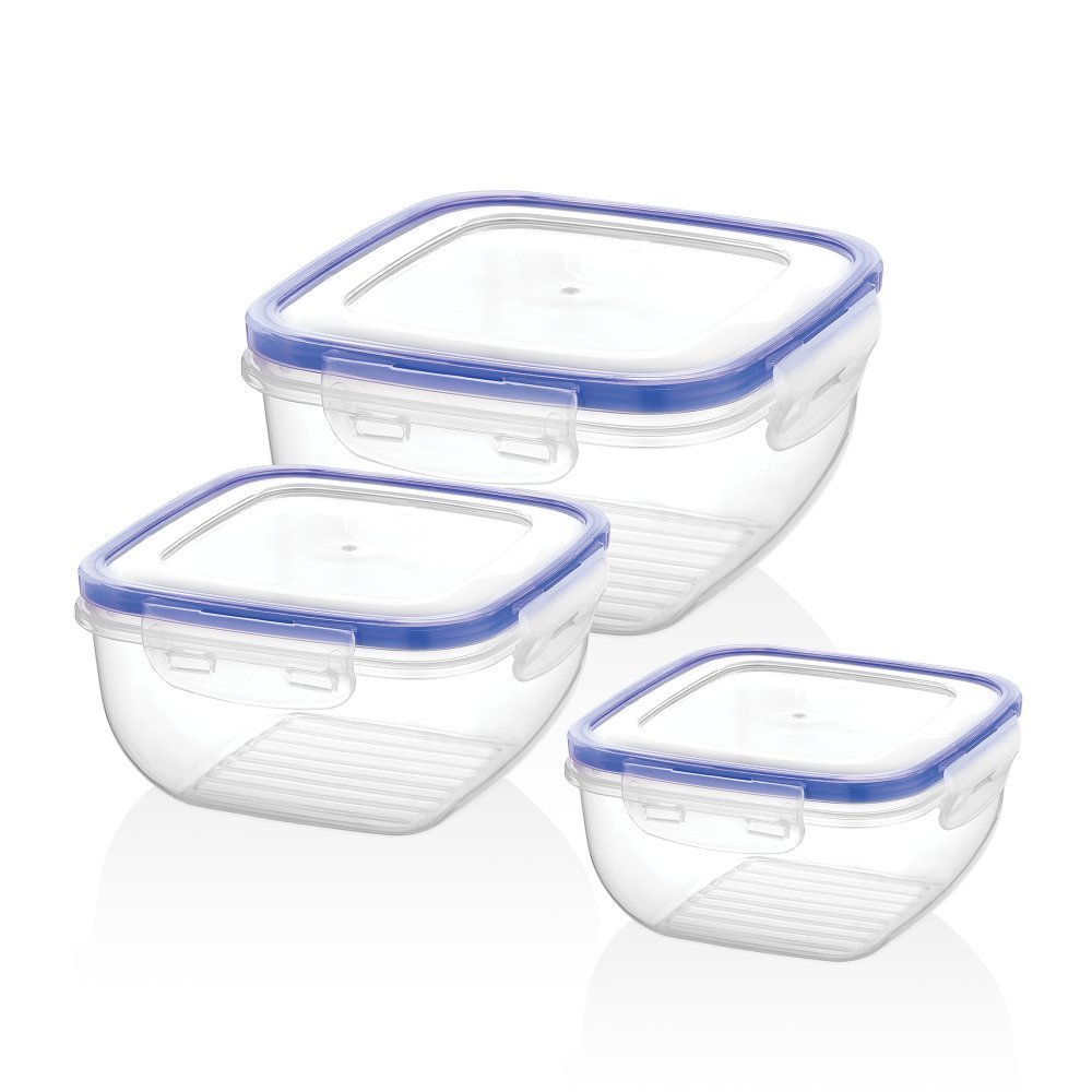 Cook&Lock Square Storage Container Set 3 Pcs (900+1500+2400 Ml) (Std ...