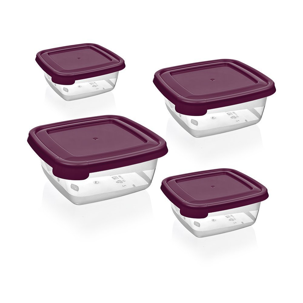 Cook&Keep Square Storage Box 4 Pcs Set (250+500+900+1500 Ml) - Bager