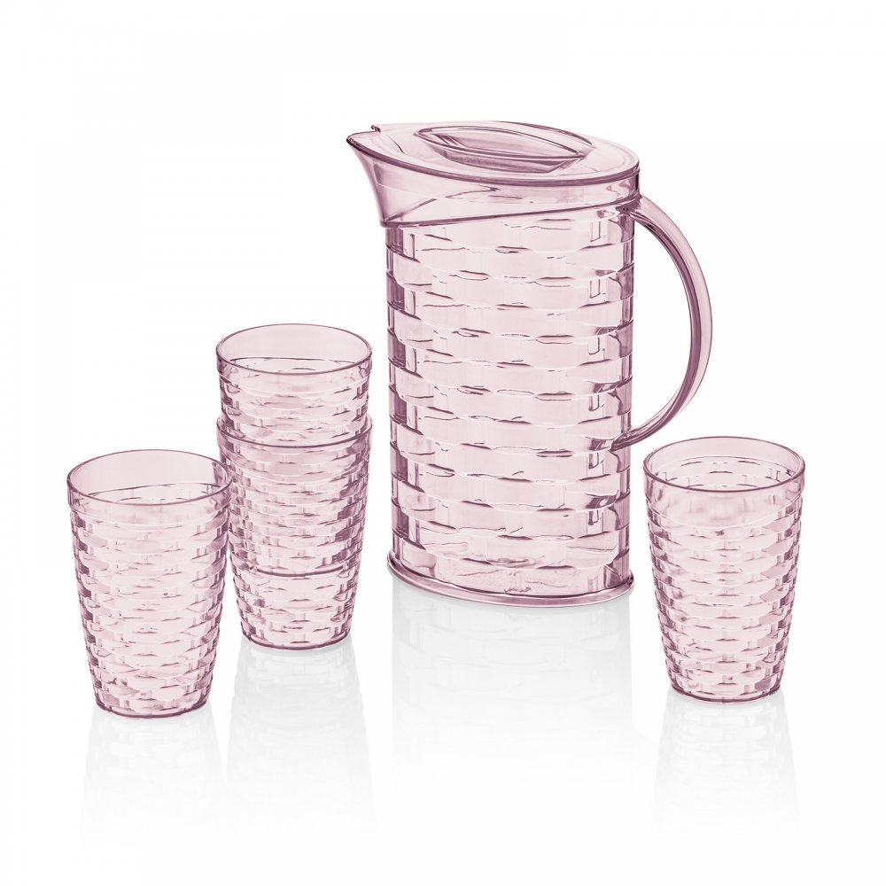Rattan Plastic Water Set (1 Jug + 4 Cups) - Bager