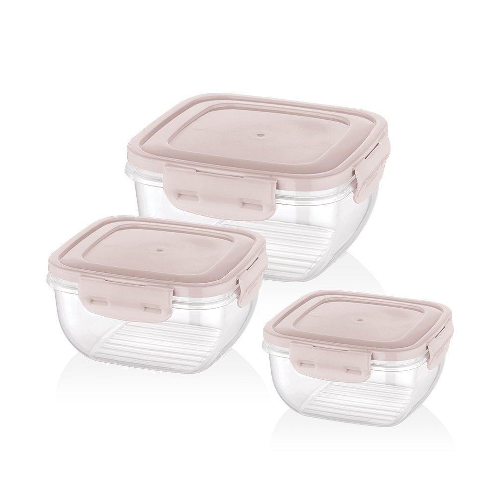 Cook&Lock Colored Cover Square Storage Container Set 3 Pcs (900+1500 ...